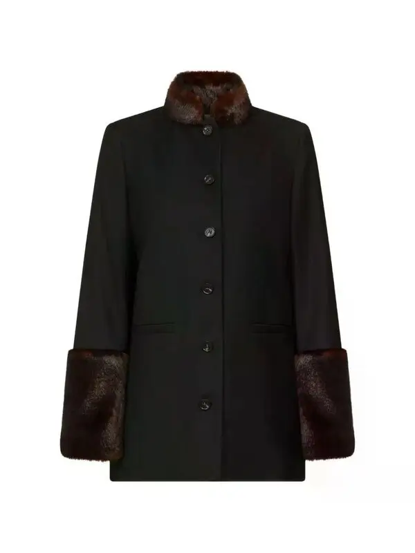 Loulou De Saison Goa Faux-fur-trim Virgin Wool Coat - Black