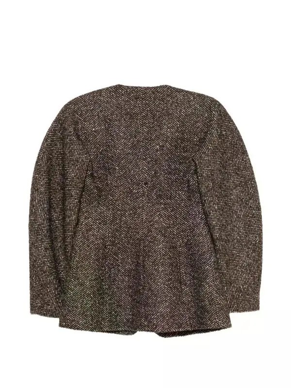 BAZAR DELUXE Herringbone Pattern Collarless Jacket