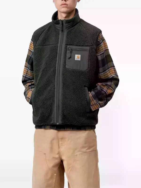 Carhartt Work In Progress Prentis Fleece-texture Zip-up Gilet - Green