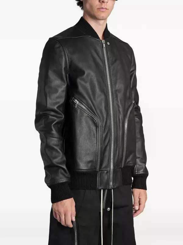 Rick Owens Heizer Zip-pocket Leather Bomber Jacket