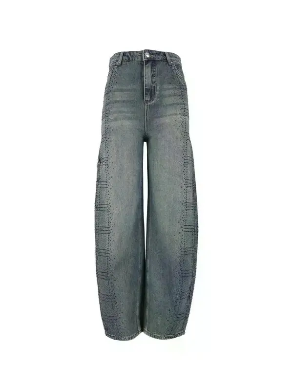 Ermanno Scervino Rhinestone-embellished Wide-leg Jeans - Blue