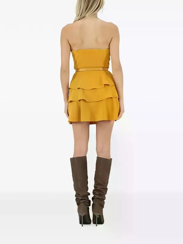 Elisabetta Franchi Belted Tiered Mini Dress - Yellow