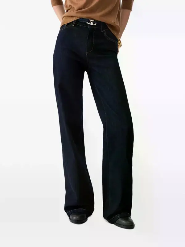 Liu Jo Logo-buckle Flared Jeans - Black