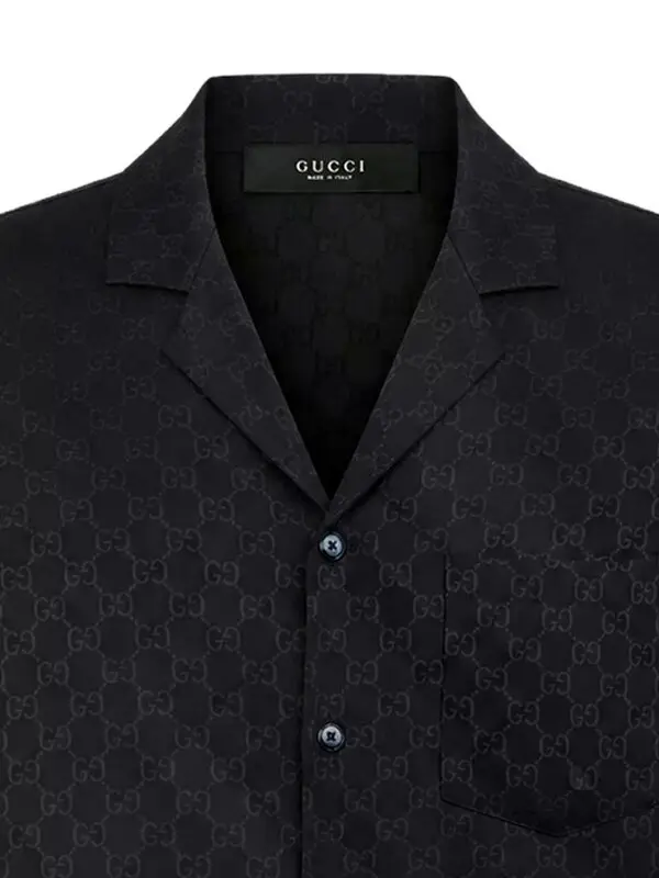 Gucci Gg Silk Jacquard Bowling Shirt - Blue