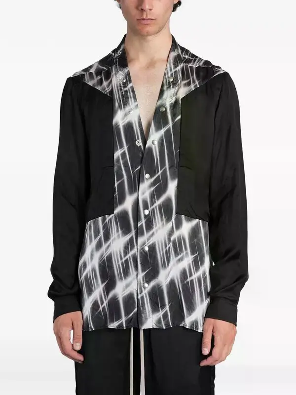 Rick Owens Larry Graphic-print Panelled Shirt