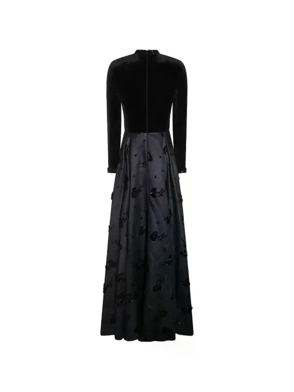 NISSA Sequin Embellished Velvet Bodice Dress