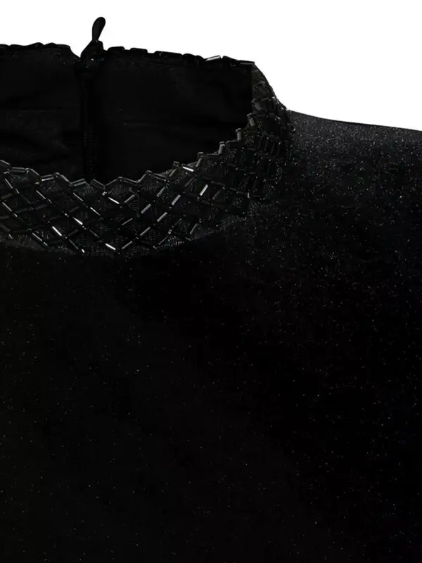 NISSA Sequin Embellished Velvet Bodice Dress