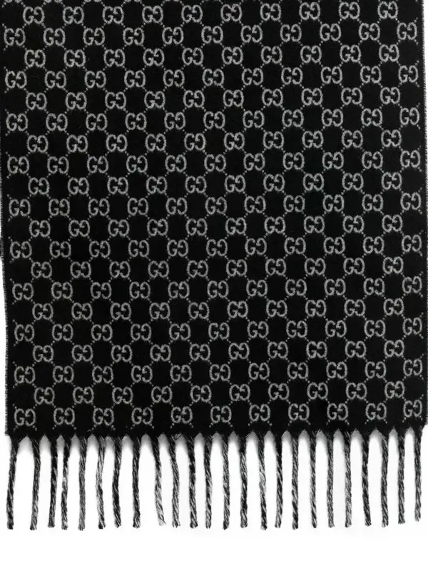 Gucci Gg-monogram Fringed-detail Scarf