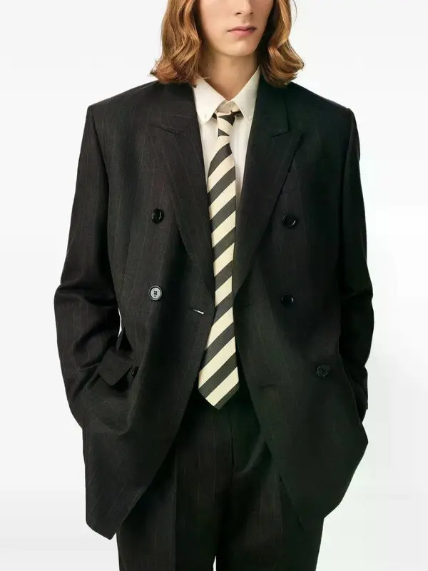 AMI Paris Double-breasted Striped Wool Blazer