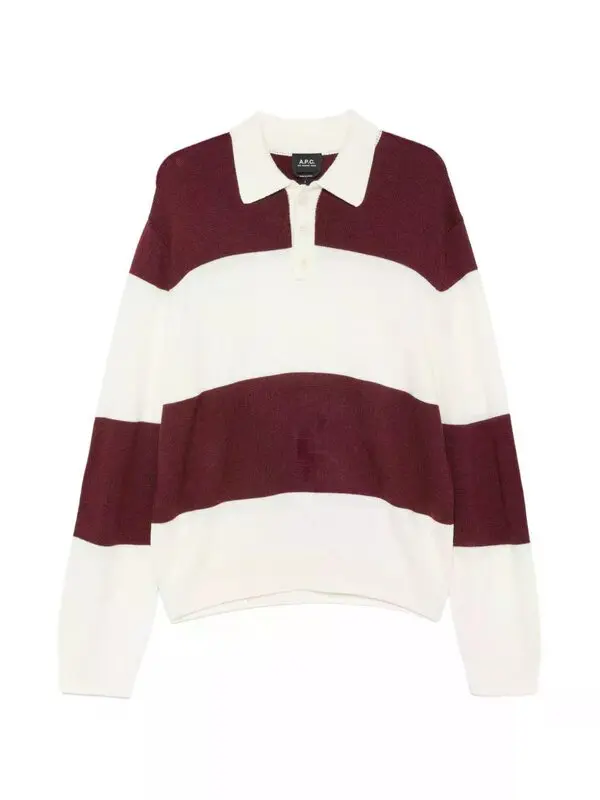 A.p.c. Striped Fine Knit Polo Sweater