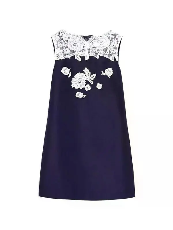 SELF-PORTRAIT Lace-trimmed Floral-appliqué Mini Dress