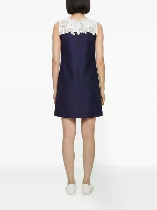 SELF-PORTRAIT Lace-trimmed Floral-appliqué Mini Dress