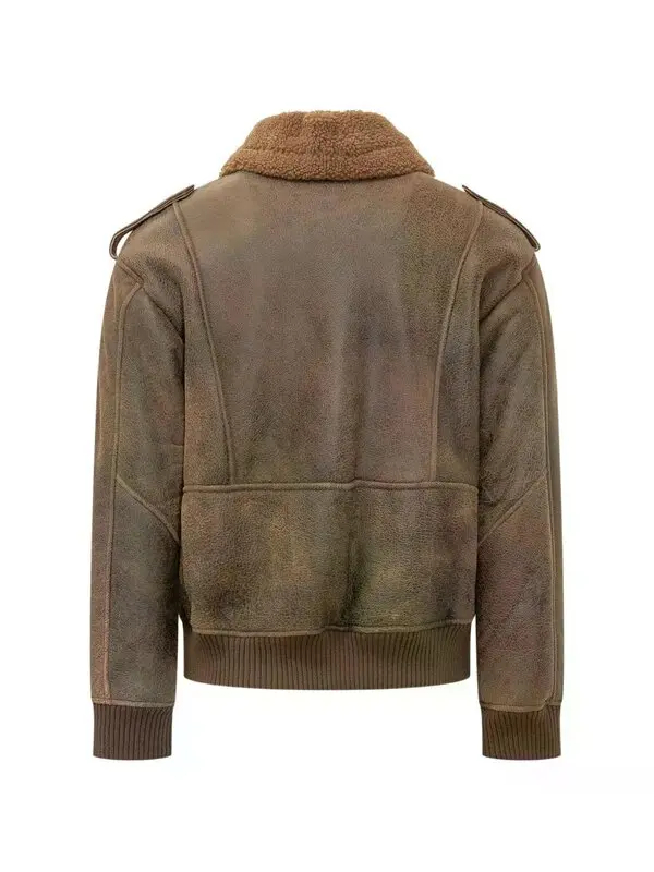 DFOUR Shearling-collar Epaulette Jacket