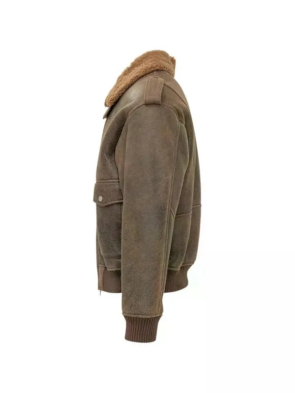 DFOUR Shearling-collar Epaulette Jacket