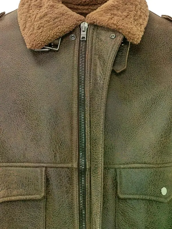 DFOUR Shearling-collar Epaulette Jacket