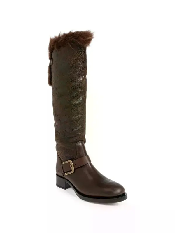 Dsquared2 Buckle-detail Faux-fur Boots - Brown