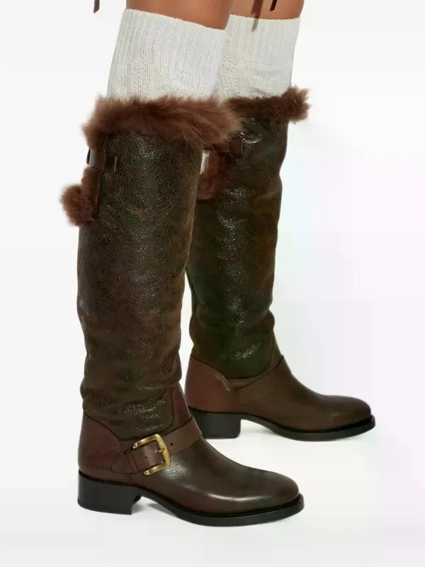 Dsquared2 Buckle-detail Faux-fur Boots