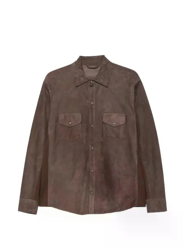 Eleventy Suede Panelled Jacket - Brown