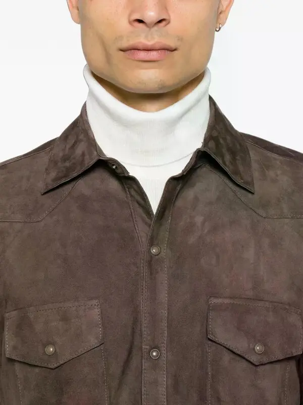 Eleventy Suede Panelled Jacket - Brown