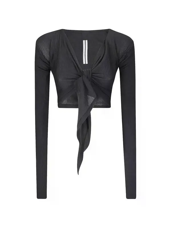 Rick Owens Cropped Wrap-front Blouse - Black
