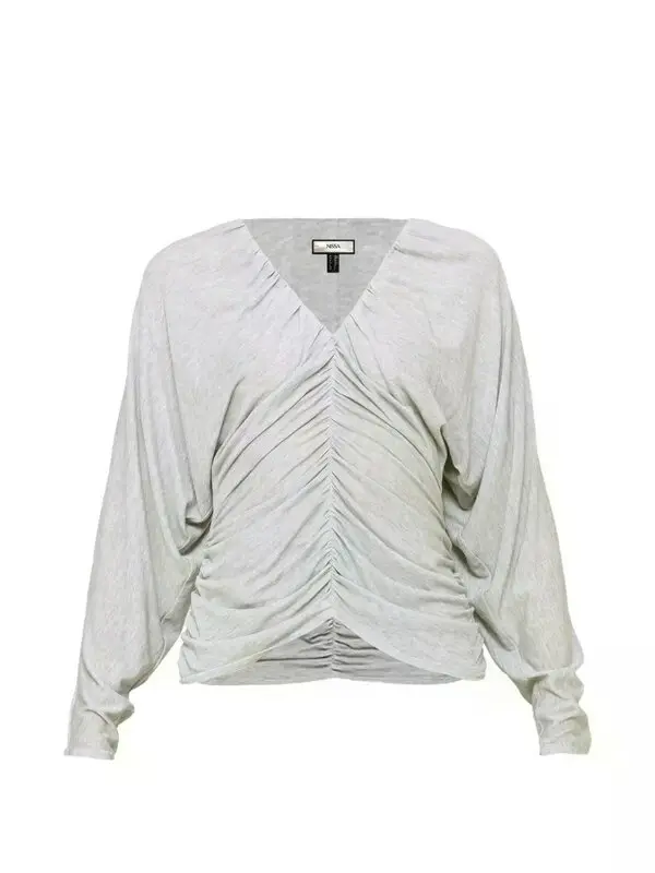 NISSA Draped Tencel™ And Wool Top - Grey