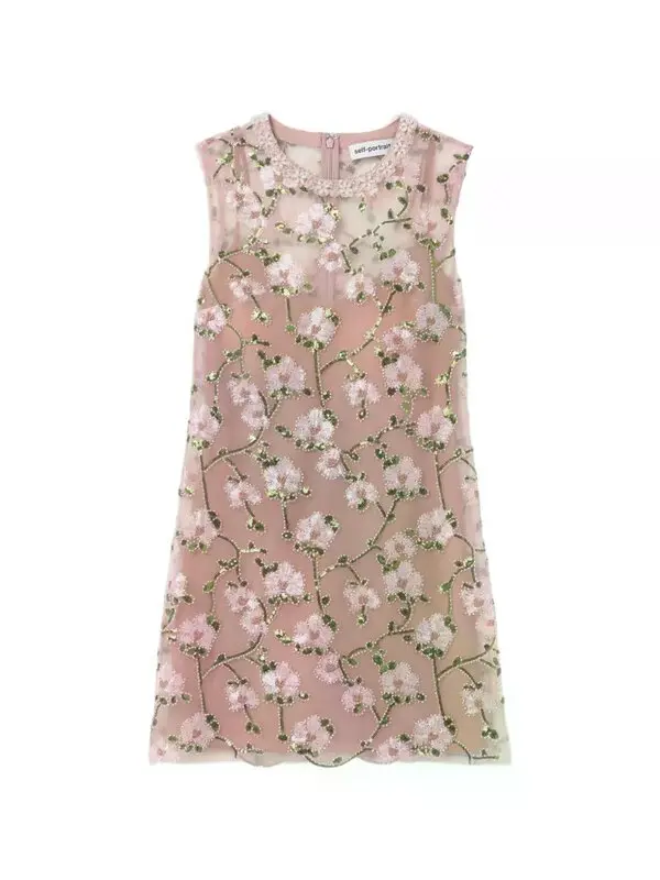 SELF-PORTRAIT Floral-sequin Mini Dress