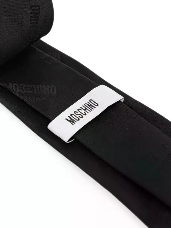 Moschino Logo-jacquard Tie - Black