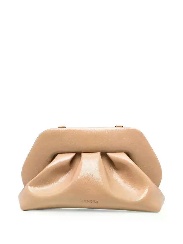 THEMOIRE Crinkled-finish Ruched Clutch Bag - Neutrals