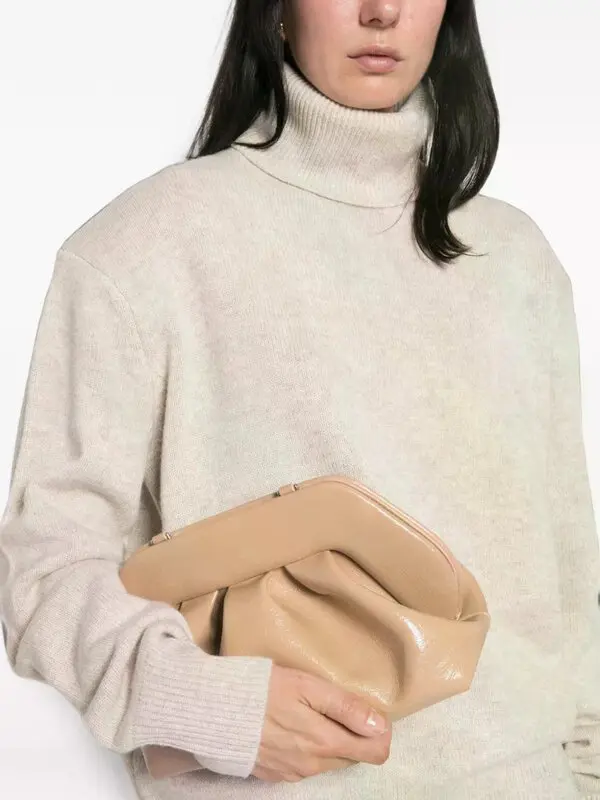 THEMOIRE Crinkled-finish Ruched Clutch Bag