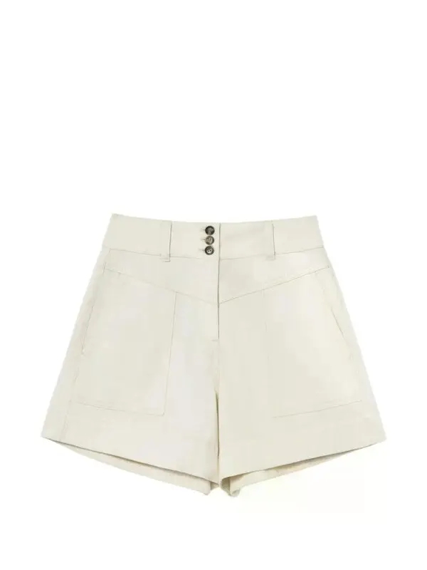 SELF-PORTRAIT Button-detail Denim Shorts - White