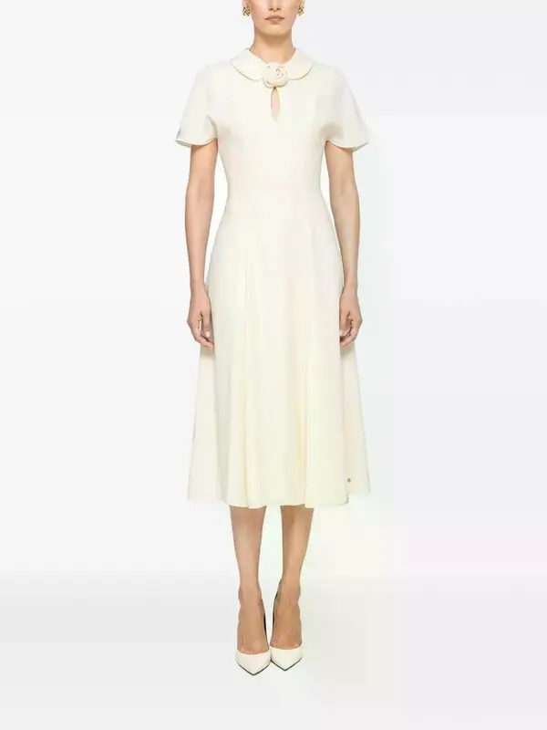 NISSA Floral-detail Midi Dress - Neutrals