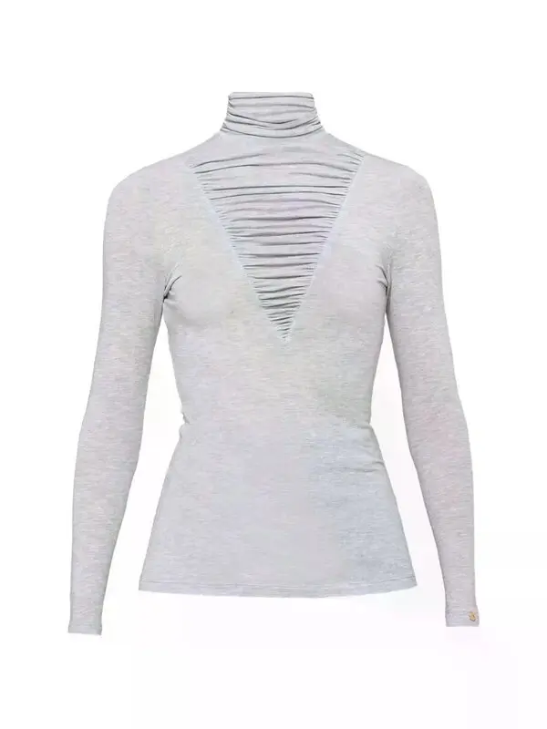 NISSA Lyocell Wool-blend Turtleneck Top With Long Sleeves