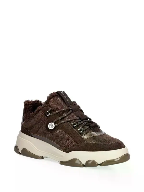 Pinko Shearling-trim Paneled Sneakers