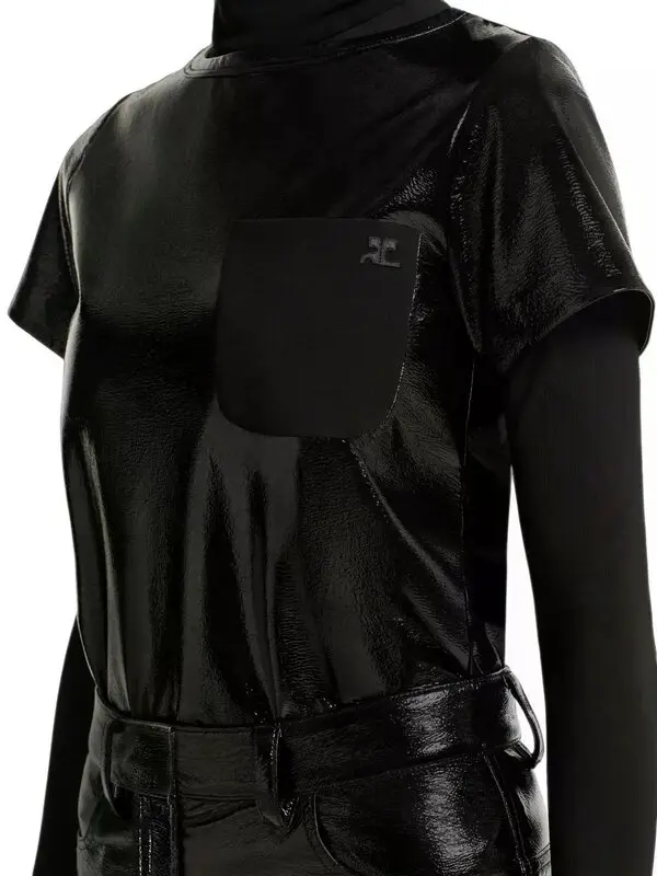 COURREGES Pocket-detail Vinyl T-shirt