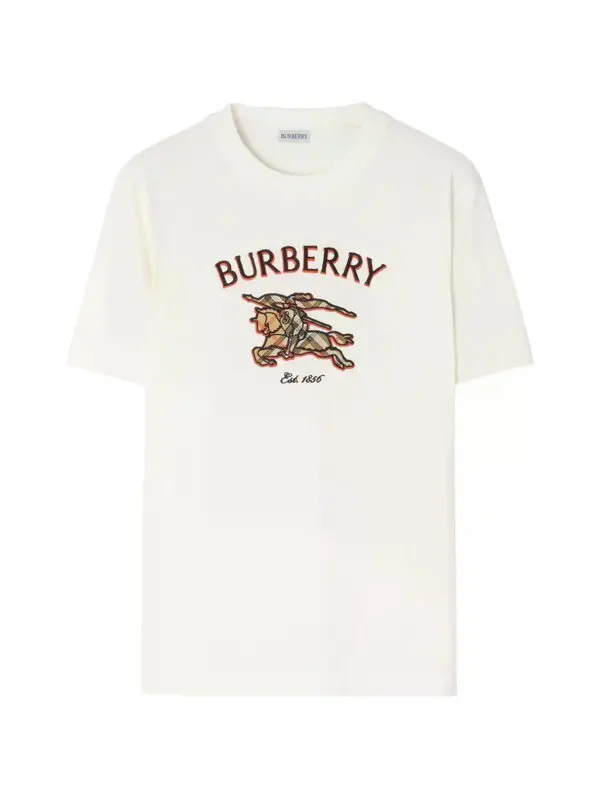 Burberry Knight Check Cotton T-shirt - Neutrals