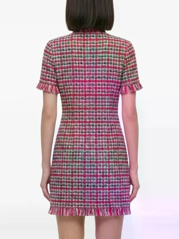 SELF-PORTRAIT Check-pattern Frayed-trim Mini Dress