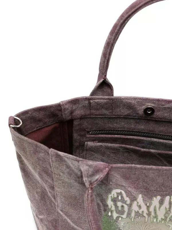 GANNI Graphic-print Cotton Tote Bag