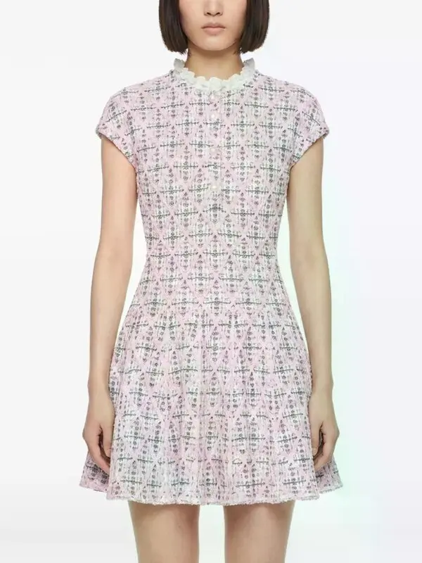 SELF-PORTRAIT Check-knit Beaded Dress