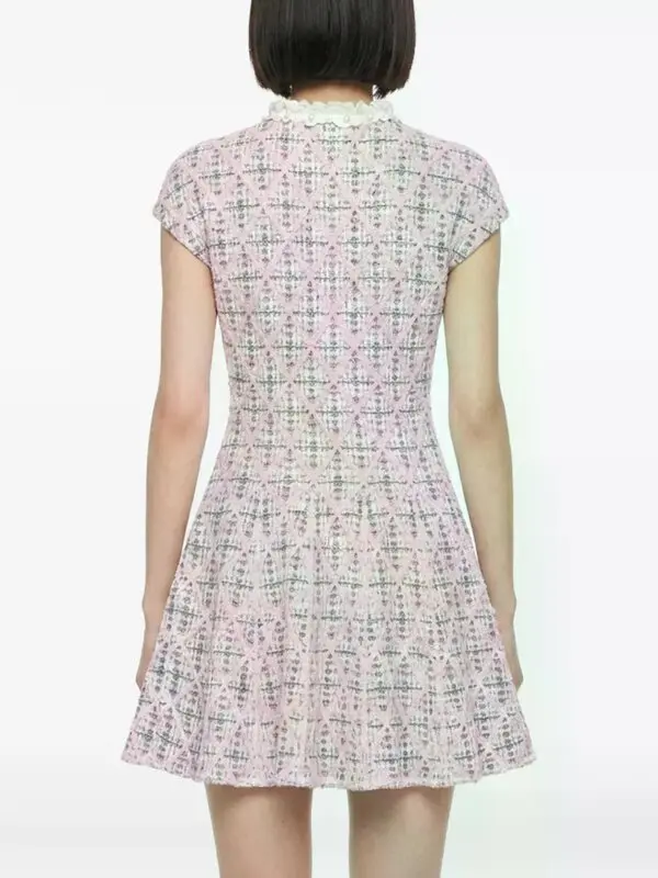 SELF-PORTRAIT Check-knit Beaded Dress