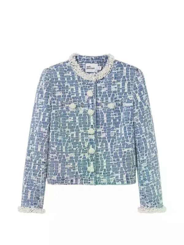 SELF-PORTRAIT Textured-finish Denim Jacket
