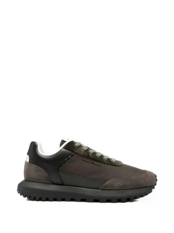 Emporio Armani Suede Panelled Sneakers - Brown