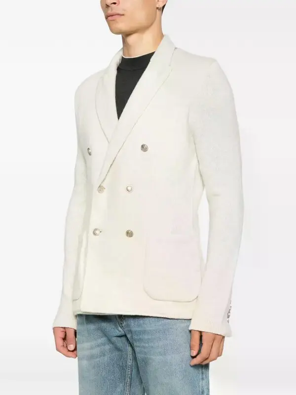 Eleventy Double-breasted Knitted Jacket - Neutrals