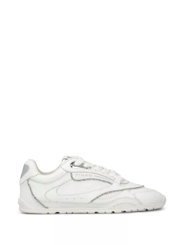 Pinko Crystal-embellished Leather Sneakers