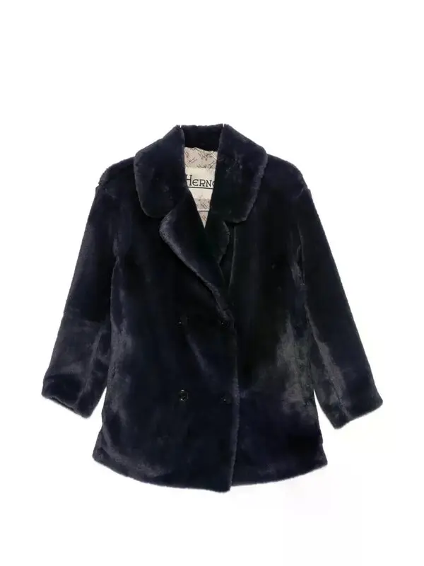 Herno Double-breasted Faux-fur Coat - Blue