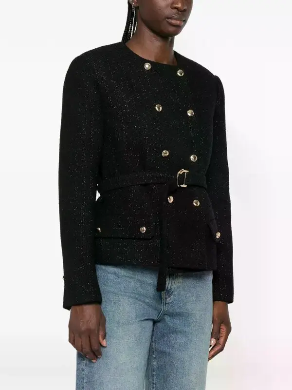 Maje Belted Double-breasted Tweed Jacket