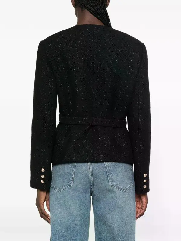 Maje Belted Double-breasted Tweed Jacket