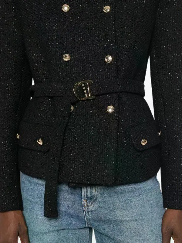 Maje Belted Double-breasted Tweed Jacket