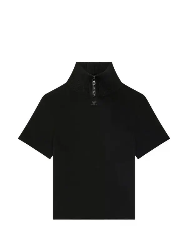 COURREGES Milano Ribbed Knit Top - Black