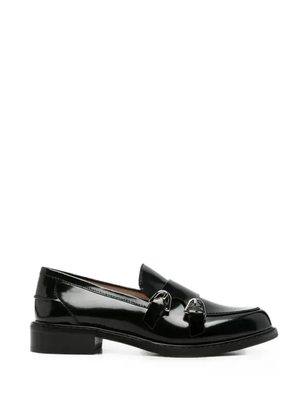 COCCINELLE Buckle-detail Leather Loafers - Black