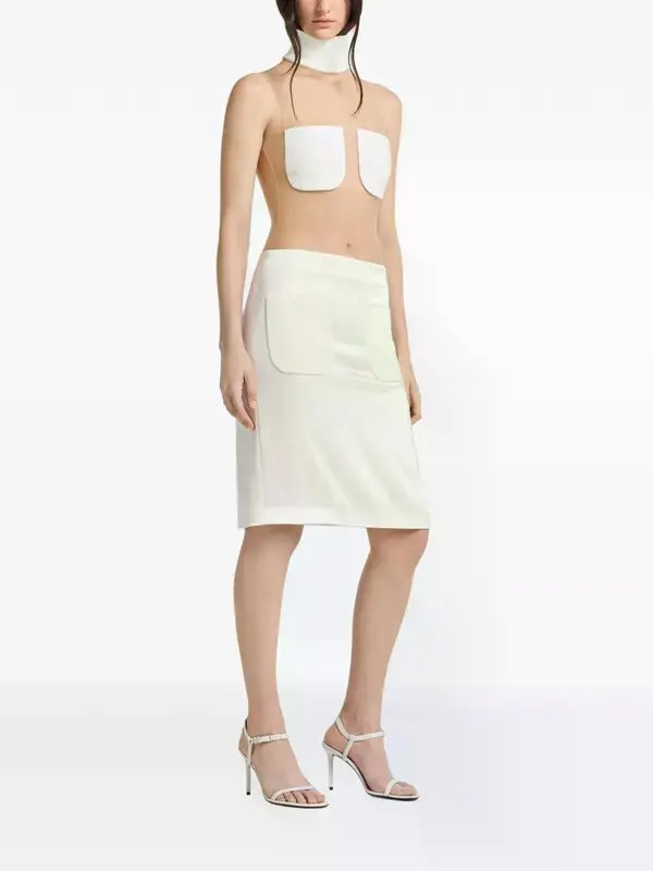 COURREGES Mid Satin Patch-pocket Skirt